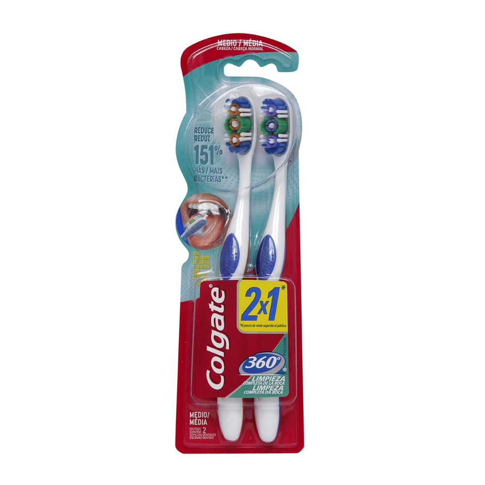 COLGATE CEPILLO 360 PACK 2 X 1 MEDIO – Lagos Distribuidores