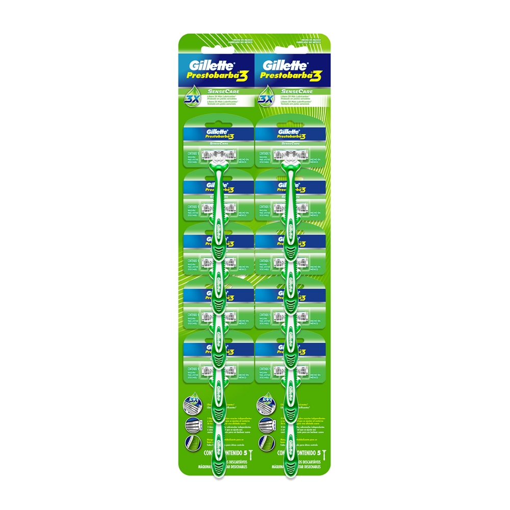 GILLETTE PRESTOBARBA 3 SENSECARE X10 HRDC – Lagos Distribuidores